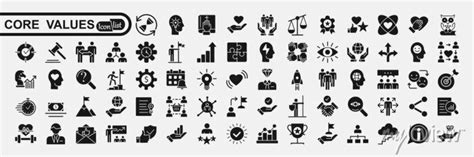 Core Values Icon Collection Vector Solid Collection Of Icons Posters For The Wall Posters