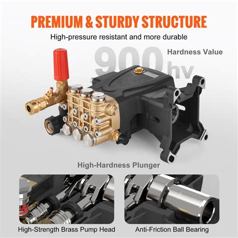 Vevor Pressure Washer Pump 1 Shaft Horizontal Triplex Plunger 4400