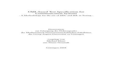 Pdf Uml Based Test Speciﬁcation For Communication Systems Dokumen Tips