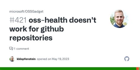 Oss Health Doesn T Work For Github Repositories Issue Microsoft OSSGadget GitHub