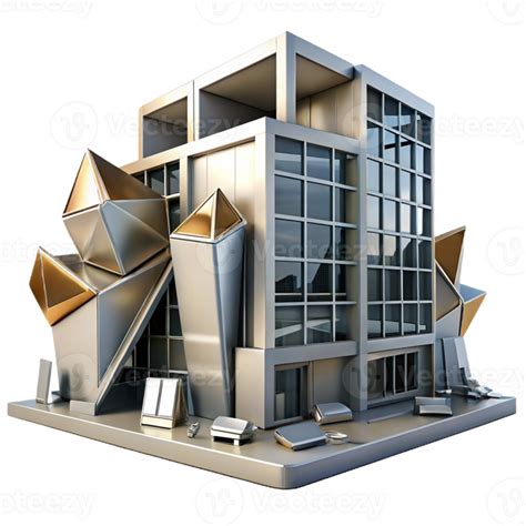 Stunning Artistic Deconstructivist Office Building Fragmented Forms Metallic Surfaces Dynamic