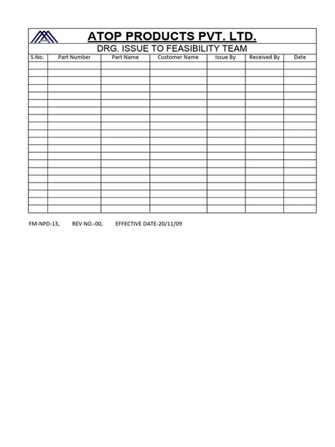 Fm Npd 13 Drg Issue To Feasibility Team Pdf