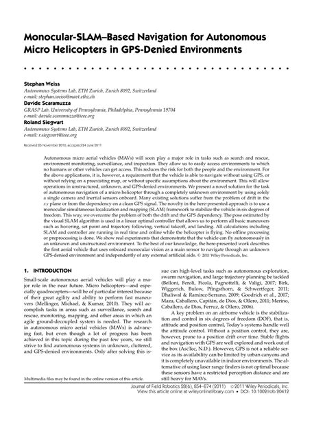 Pdf Monocular Slam Based Navigation For Autonomous Micro Helicopters