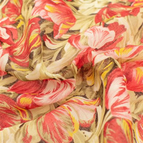 Japanese Pure Cotton Lawn Prints Design 166 Red And Beige Tulip