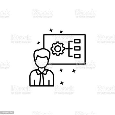 맨 기어 프로젝트 전략 아이콘입니다 Ui 및 Ux 웹 사이트 또는 모바일 응용 프로그램에 대한 간단한 라인 프로젝트 관리