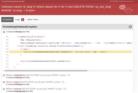 Unknown Column Idlang In Where Clause · Issue 27506 · Prestashopprestashop · Github