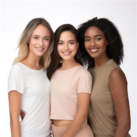 Premium Photo Portrait Of Three Young Multiracial Women Standing