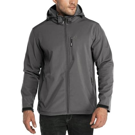 33000ft Mens Lightweight Softshell Jacket Fleece Lined Hooded Water