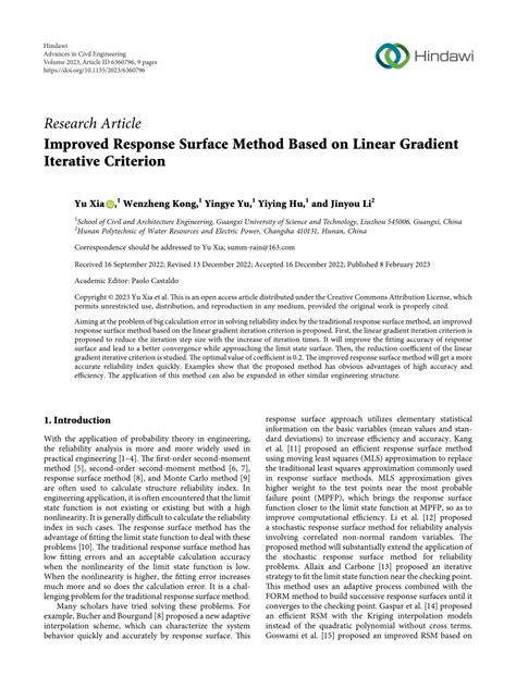 Pdf Improved Response Surface Method Based On Linear Gradient