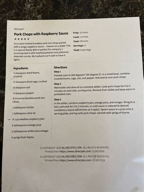 Raspberry Pork Chops