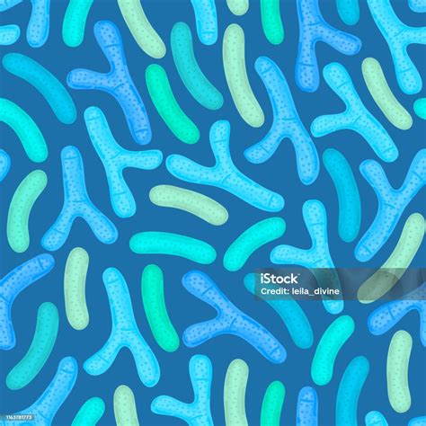 프로바이오틱스가 함유된 매끄러운 패턴 유산균 비피도박테리움 락토바실러스 미생물군유전체 배경 주제에 대한 스톡 벡터 아트 및 기타