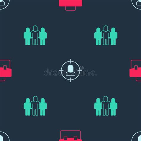 Set Briefcase Head Hunting And Project Team Base On Seamless Pattern Vector Stock Vector