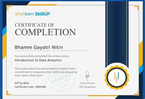 completed data analytics course by simplilearn gayatri bhamre posted on the topic linkedin