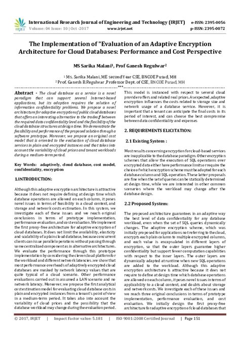 Pdf The Implementation Of Evaluation Of An Adaptive Encryption Architecture For Cloud