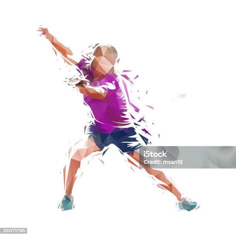 탁구 여성 선수 탁구를 연주하는 여자 낮은 폴리 기하학적 고립 된 벡터 일러스트 레이 션 건강한 생활방식에 대한 스톡 벡터 아트 및 기타 이미지 Istock