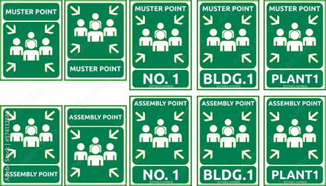 Muster And Assembly Point Label For Fire Evacuation Vector Stock