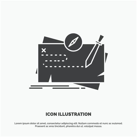 Game Map Mission Quest Role Icon Glyph Vector Gray Symbol For Ui