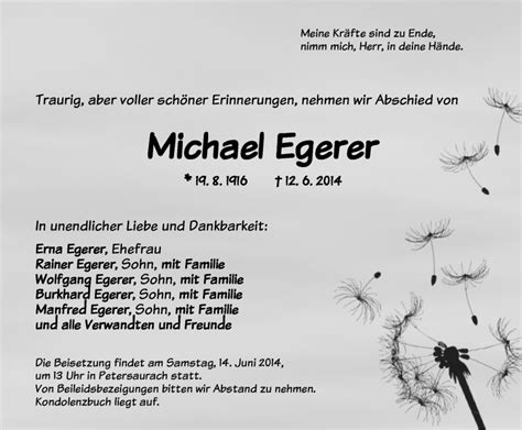 Traueranzeigen Von Michael Egerer Trauer Flz De