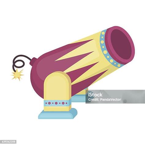 Ilustración De Icono De Cañón De Circo En Estilo De Dibujos Animados Aislado Sobre Fondo Blanco