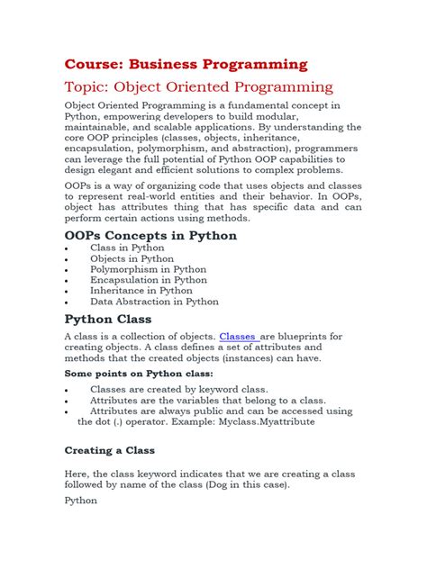 Object Oriented Programming Pdf Class Computer Programming Method Computer Programming