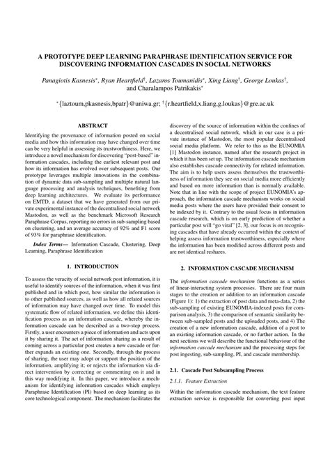 Pdf A Prototype Deep Learning Paraphrase Identification Service For Discovering Information