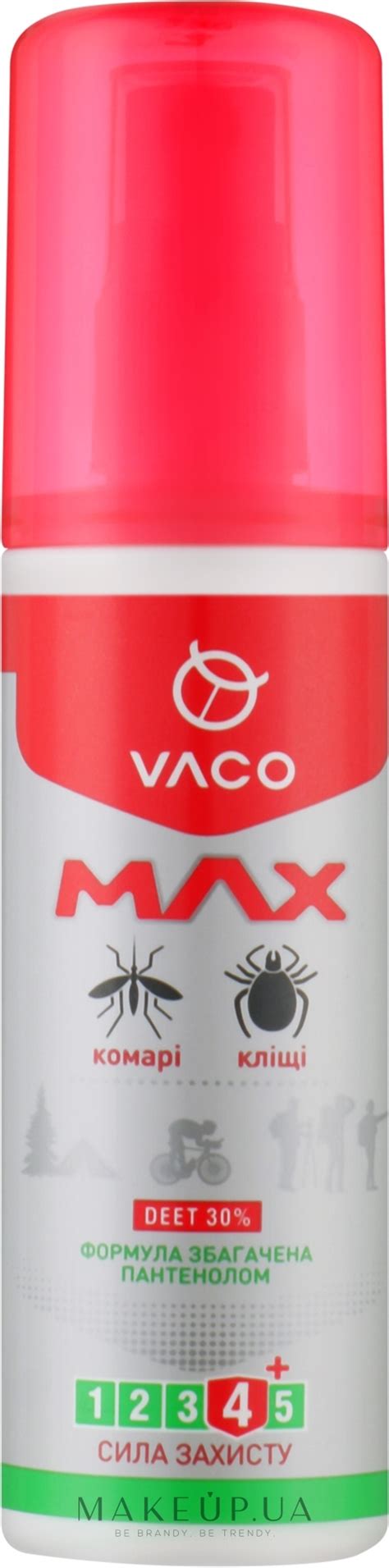Vaco Max - Спрей от комаров, клещей и мошек Deet 30%, с пантенолом ...