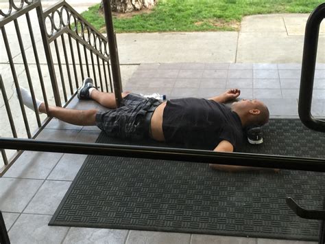Got A Drunk Guy Passed Out Under The Bench On Our Porch Rlosangeles