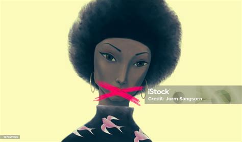 자유 언론 검열 검열 검열과 표현 개념의 자유 정치 미술 흑인 아프리카 여성 초상화 페미니즘 일러스트레이션 개념적 작품 검열에 대한 스톡 벡터 아트 및 기타 이미지 Istock