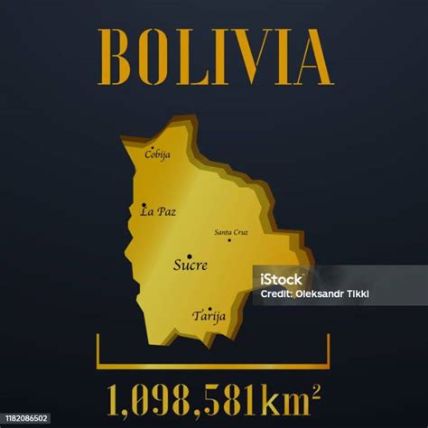 볼리비아 황금 단단한 국가 윤곽 선실루엣 세계지도 템플릿의 현실적인 조각 인포 그래픽 벡터 일러스트 레이션 고립 된 개체 배경