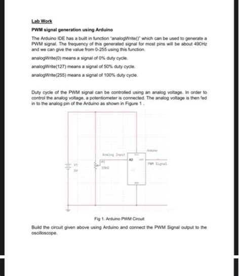 Solved Lab Work Pwm Signal Generation Using Arduino The