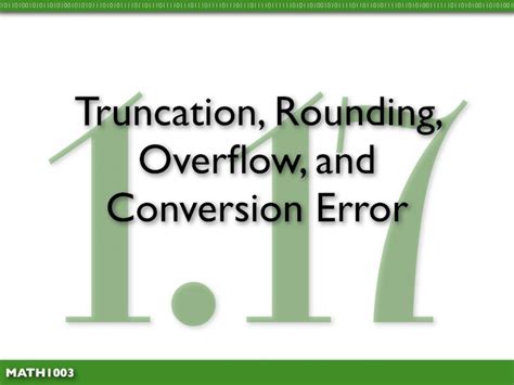 Pdf Math1003 117 Truncation Rounding Overflow And Conversion