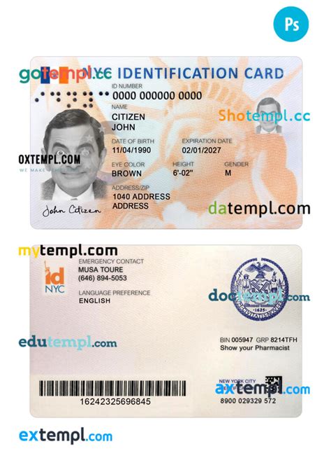 Usa New York New Id Card Psd Template Datempl Ready Editable