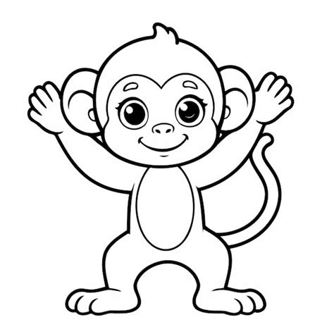Premium Vector Cute Vector Illustration Monkey Doodle Colouring