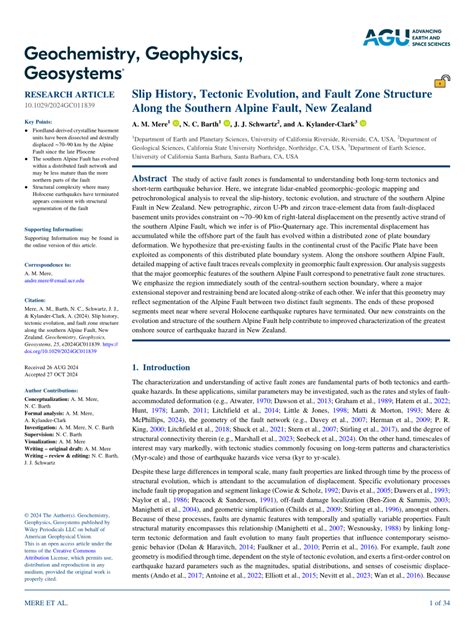 Pdf Slip History Tectonic Evolution And Fault Zone Structure Along The Southern Alpine Fault