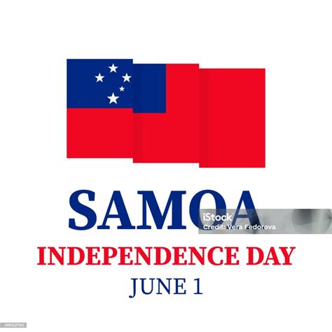사모아 독립기념일 타이포그래피 포스터 국경일은 6 월 1 일에 축하되었습니다 인사말 카드 배너 전단지 스티커 엽서 등을 위한 벡터 템플릿 6월에 대한 스톡 벡터 아트 및