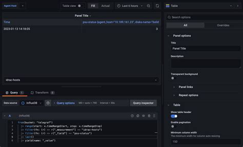 Creating A Dataset From Multiple Tables To Display The Last Value In A Grid Status Panel In
