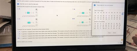 Answered Use The Same Scales To Construct Boxplots For The Pulse Rates