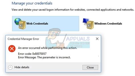 Fix Credential Manager 0x80070057 The Parameter Is Incorrect