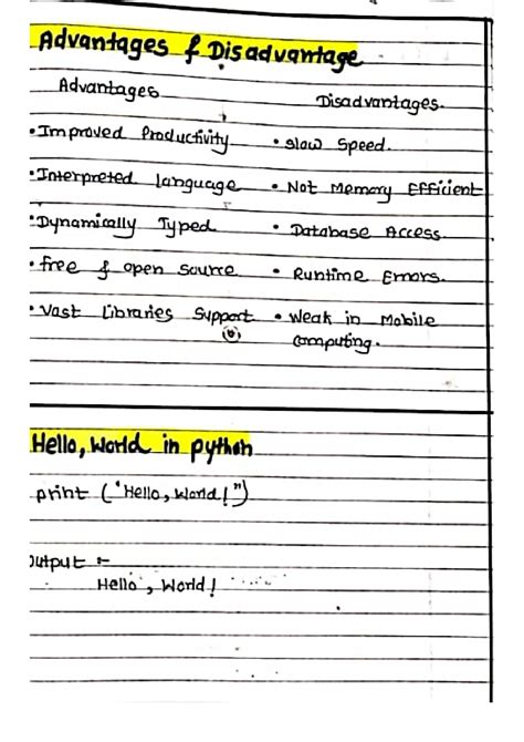 Solution Python Short Notes With Advantages And Disadvantages And