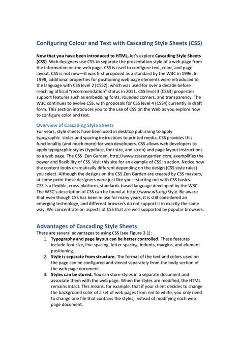 Solution Configuring Color And Text With Cascading Style Sheets Notes