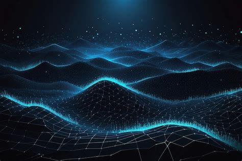 Premium Photo Vector Particle Grid Technology Background Data Mesh