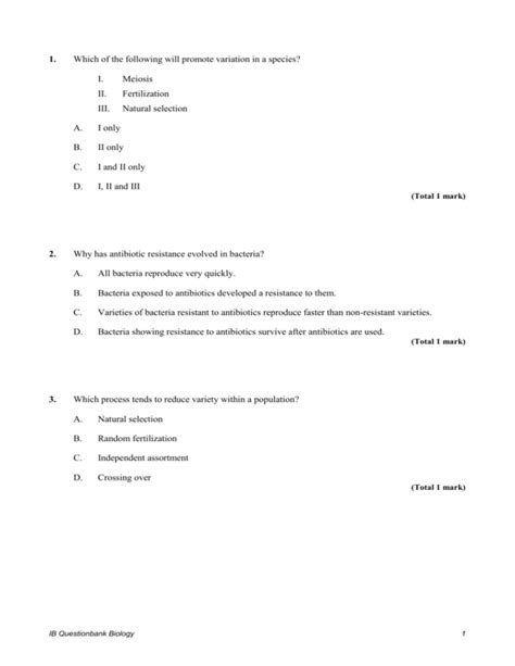 Biology Exam Questions Evolution And Genetics