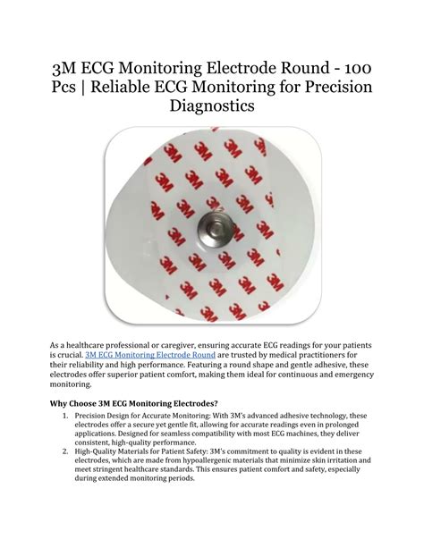 Ppt 3m Ecg Monitoring Electrode Round Reliable Precision Diagnostics Powerpoint