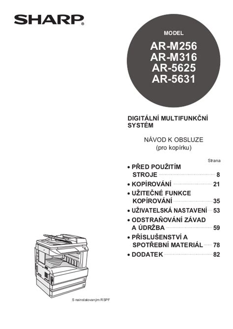 Sharp Ar M256 Ar M316 Ar 5625 Ar 5631 User Manual