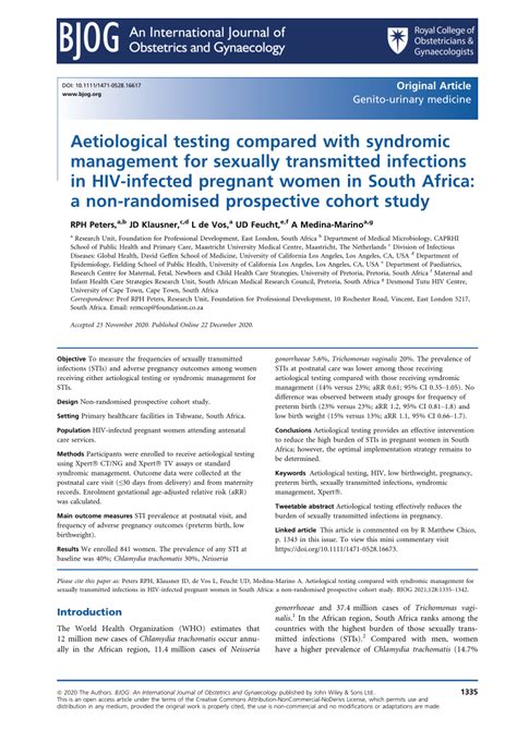 Pdf Aetiologic Testing Compared With Syndromic Management For Sexually Transmitted Infections