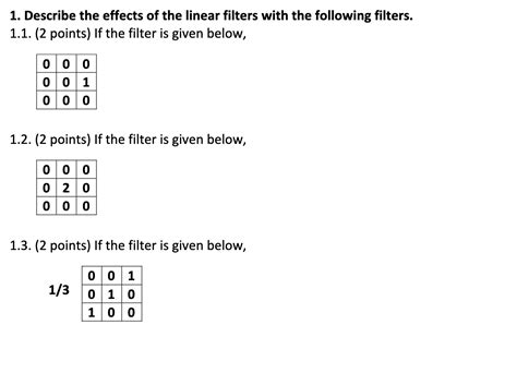 Solved Describe The Effects Of The Linear Filters With The
