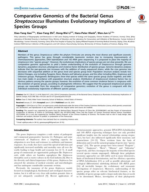 Pdf Comparative Genomics Of The Bacterial Genus Streptococcus