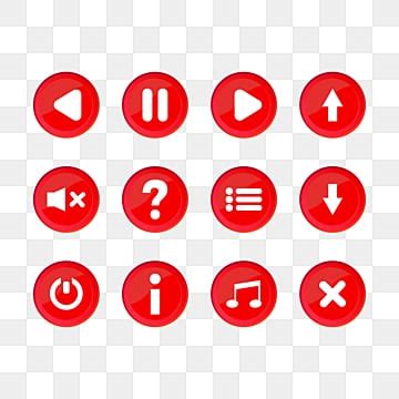 Game Button Set Red Cirlce Png Vector Game Button Set Game Button PNG And Vector With