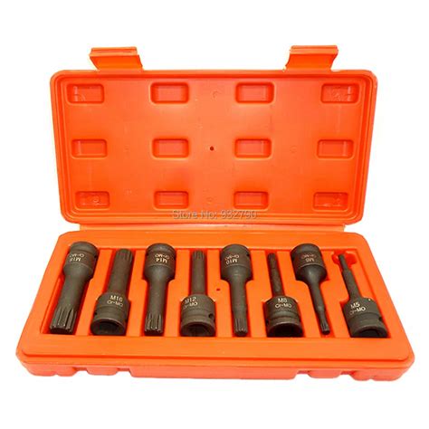 8pcs Impact Spline Socket Adapter Set 12 Point Impact Spline Socket