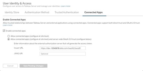 Configure Connected Apps With OAuth Trust Tableau
